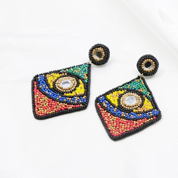 Jewelry | Handmade India Seed Bead Eye Earring | Poshmark